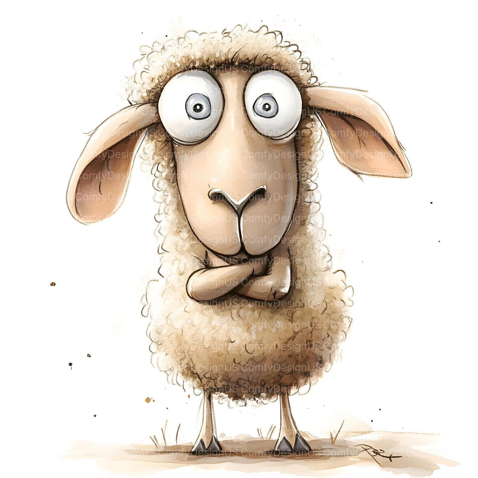 20 Funny Sheep Clipart, Quirky Sheep, Watercolor Sheep, High Quality ...