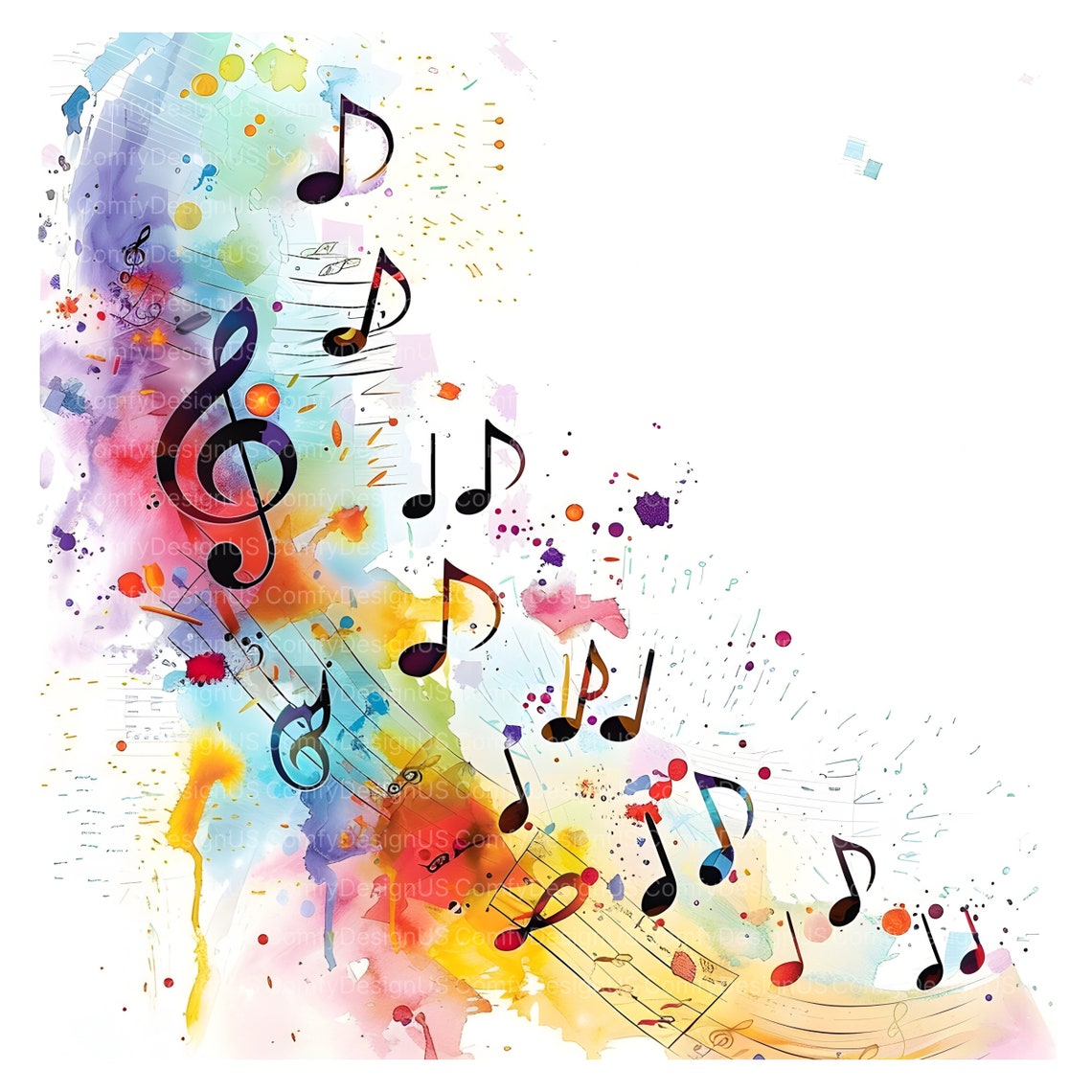 15 Watercolor Music Notes Clipart, Music Wall Art, Music Note ...