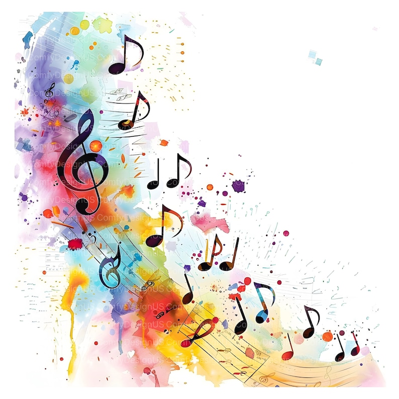 15 Watercolor Music Notes Clipart, Music Wall Art, Music Note ...