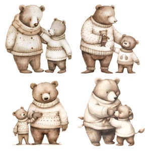 15 Papa Bear Clipart, Father's Day Clipart, Baby Bear, Daddy and Child ...
