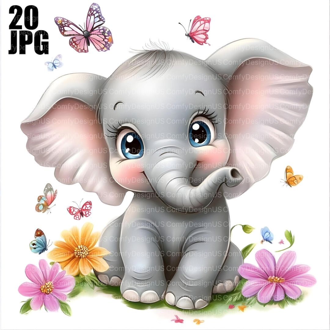20 Happy Elephant Clipart, Elephant Graphic, Elephant Printables ...