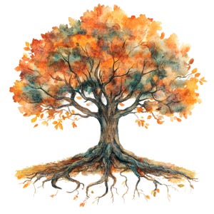 Watercolor Tree With Roots Clipart, 12 High Quality Jpgs, Tree of Life ...