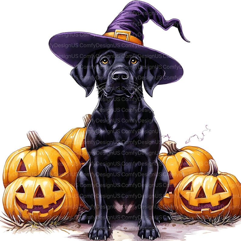 16 Halloween Black Labrador Clipart, Cute Halloween Dog, High Quality ...