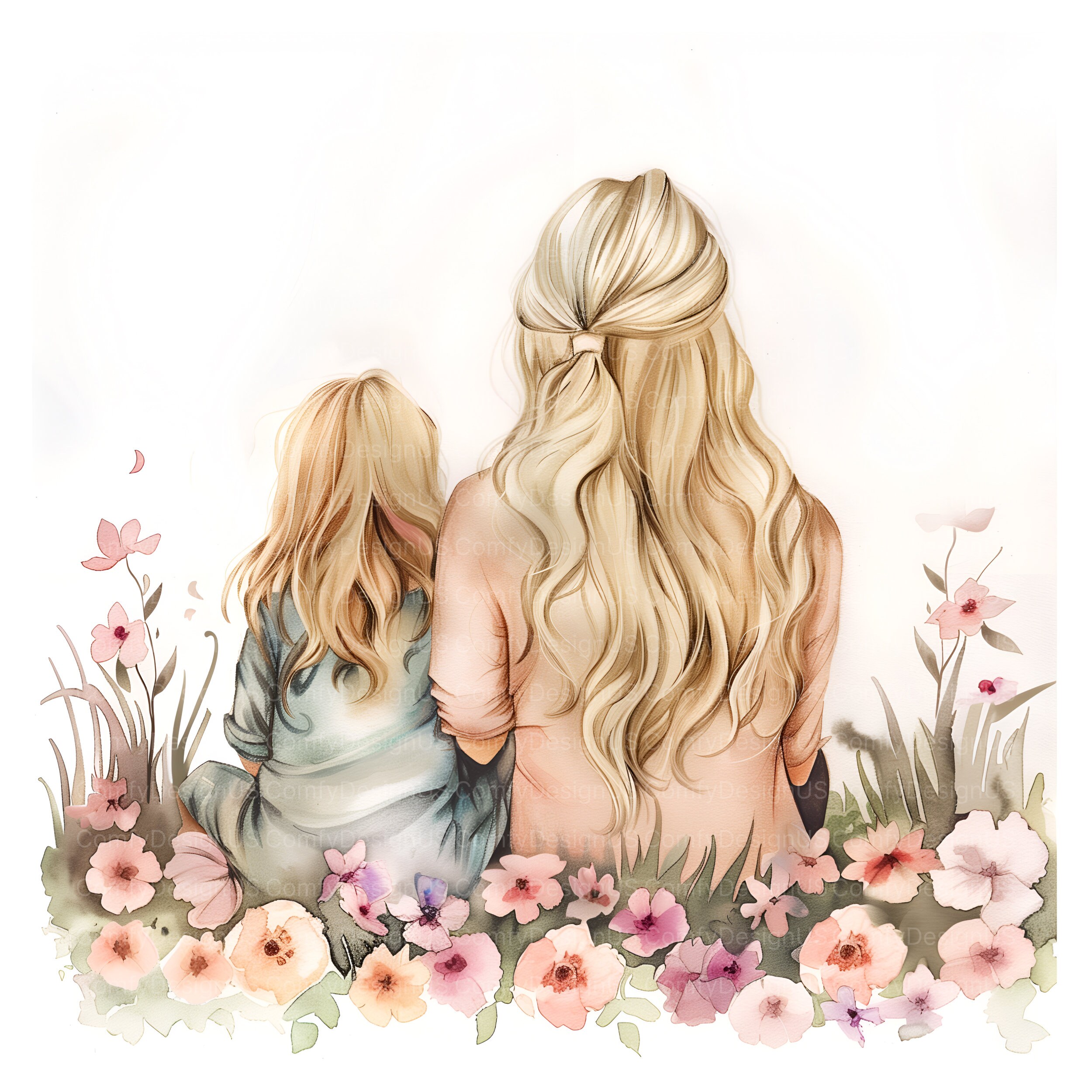 15 Watercolor Mother's Day Clipart, A Day With Mom, Mom Clipart, Mama ...