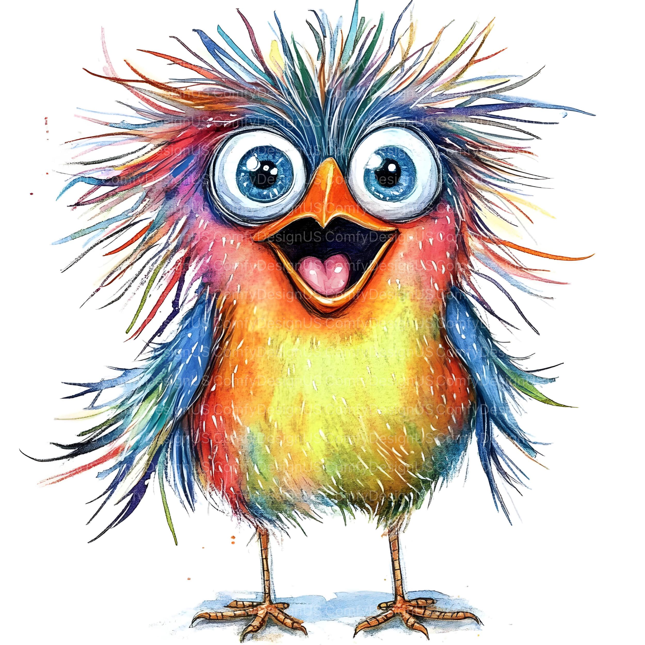 20 Whimsical Bird Clipart, Funny Bird, Quirky Bird, Cute Bird, Quality ...