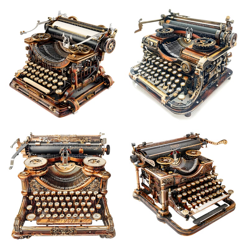 15 Antique Victorian Vintage Typewriter, Steampunk Typewriter ...