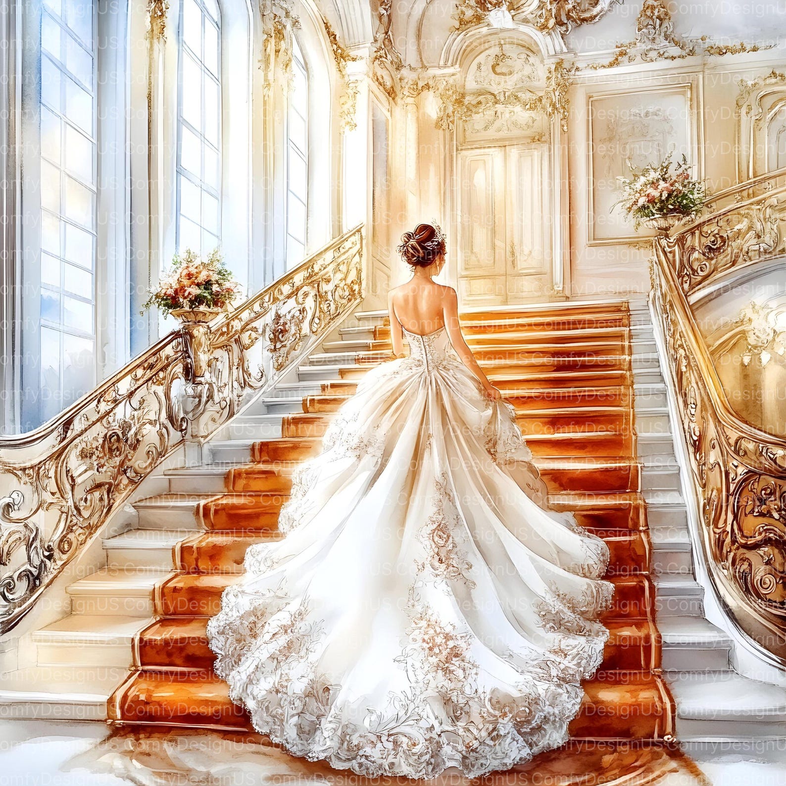 20 Bride on Stairs Clip Art, Bride Clipart, Wedding Clipart, Ceremony ...