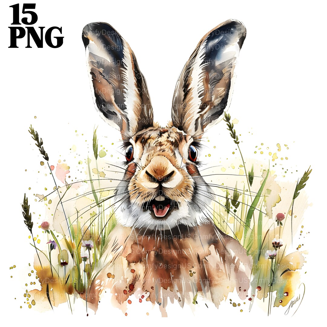 Surprised Hare Clipart, Amazed Rabbit, Cute Rabbit, Printable ...