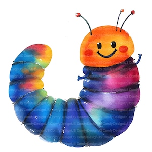 Watercolor Caterpillar Clipart, 12 High Quality Jpgs, Nursery Decor ...