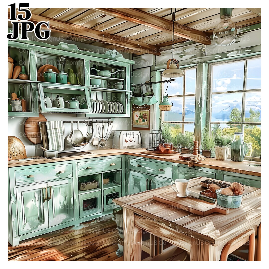 Rustic Nature Wood Style Kitchen Clipart Bundle, Countryside Kitchen ...