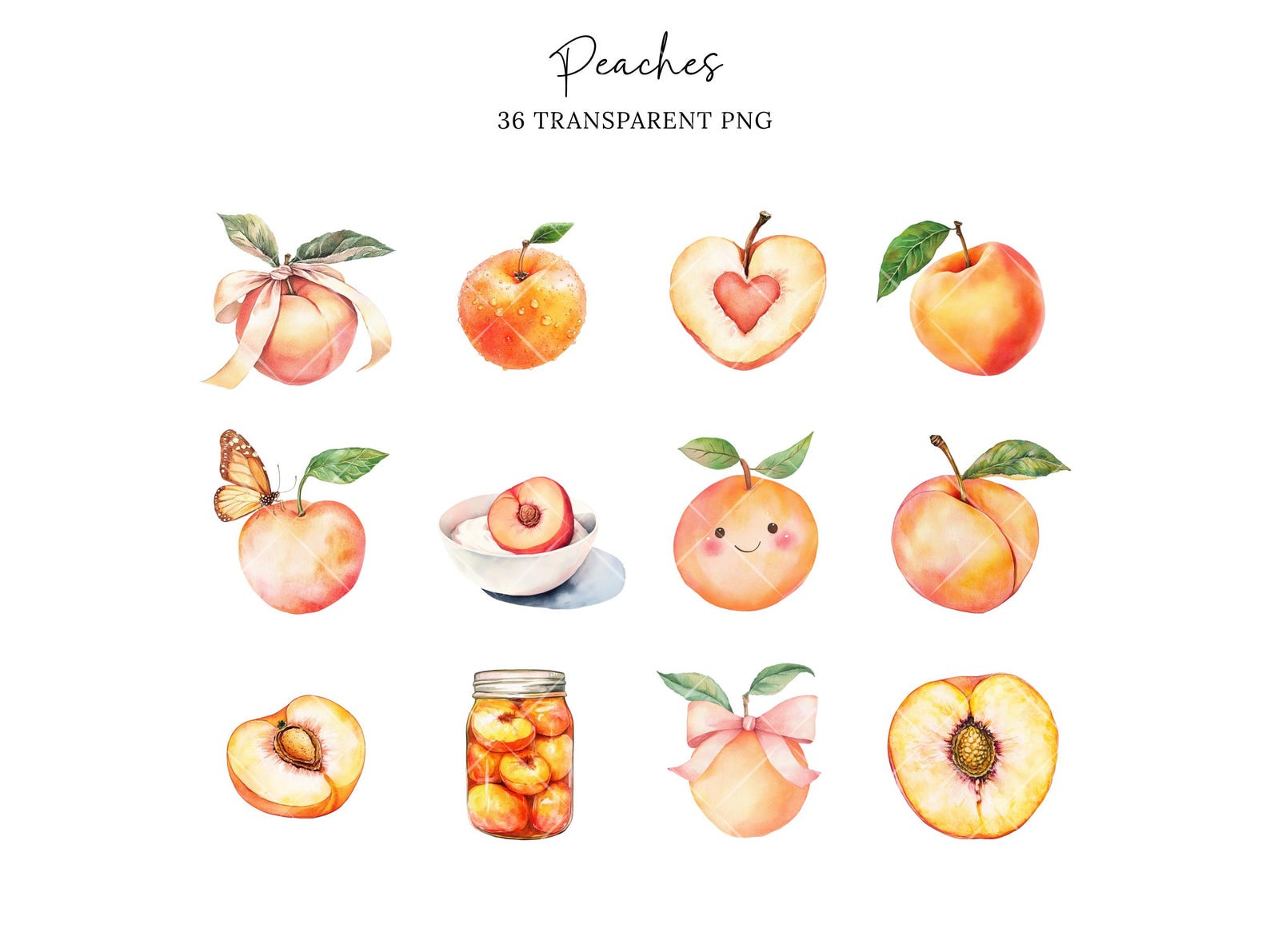 Watercolor Peach Clipart, Fruit Clipart, Sweet Peach PNG, Baby Peach ...