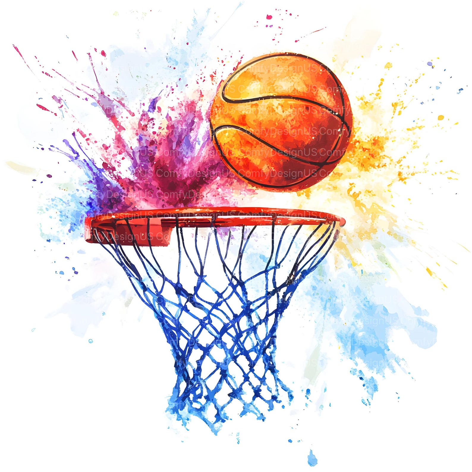 20 Watercolor Basketball Clipart, Sports Basketball, Printable ...