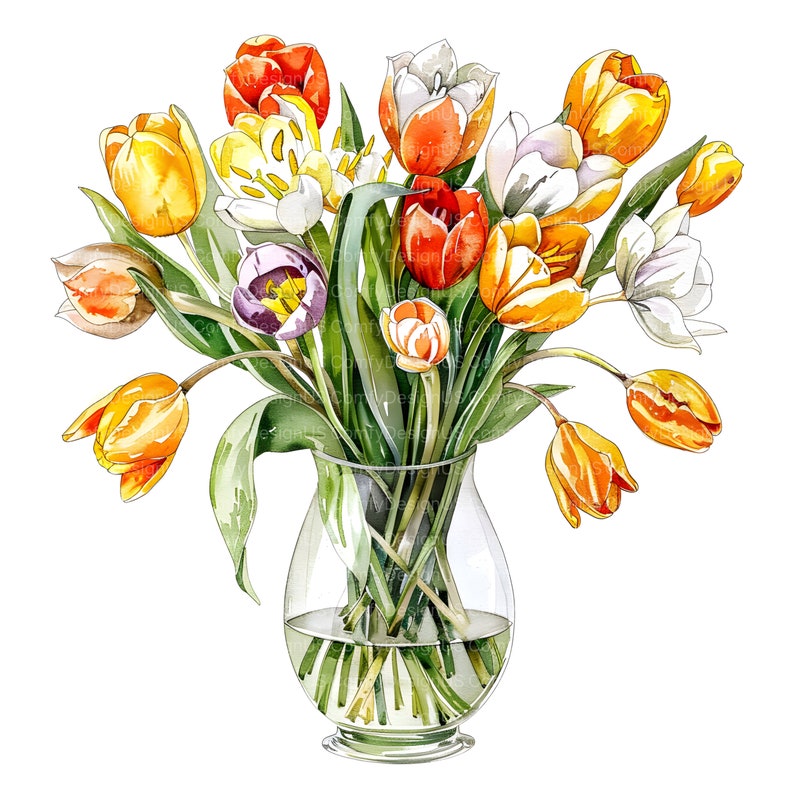 15 Spring Flowers in Vase Clipart, Tulips Clipart, Flowers Clipart ...