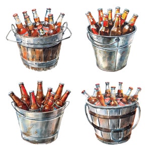 15 Beer Clipart, Beer Bucket, Bar Friends, Printable Watercolor Clipart ...