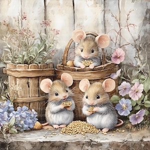 Cute Mice Family Clip Art, Mouse Clipart, 19 High Res Watercolor Jpgs ...