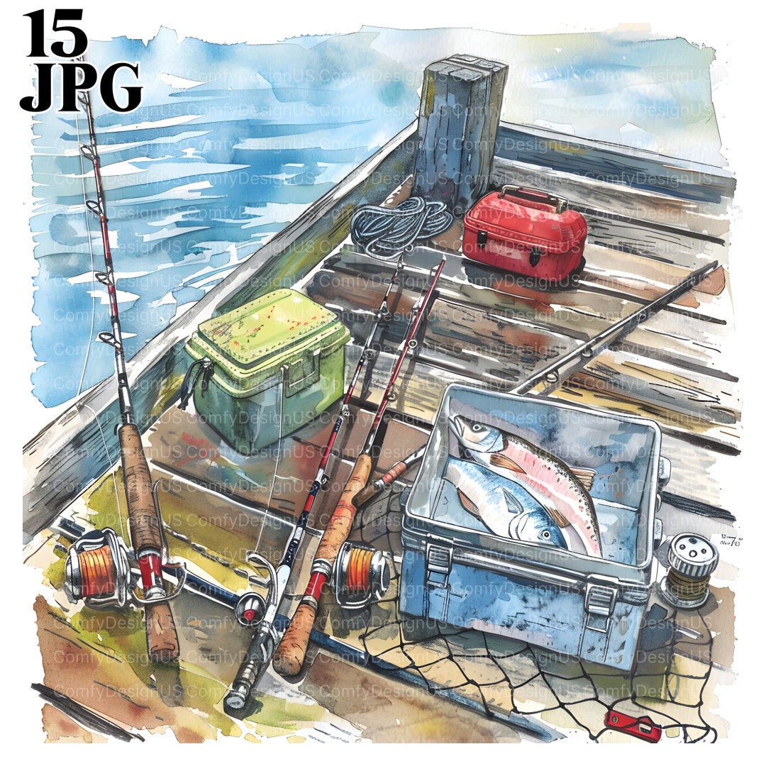 15 Fishing Rod Clipart, Fishing Dock, Fishing Clipart, Summer Clipart ...