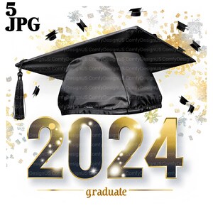 5 Graduation Caps, Grad Clipart, Graduation 2024, Printable Watercolor ...