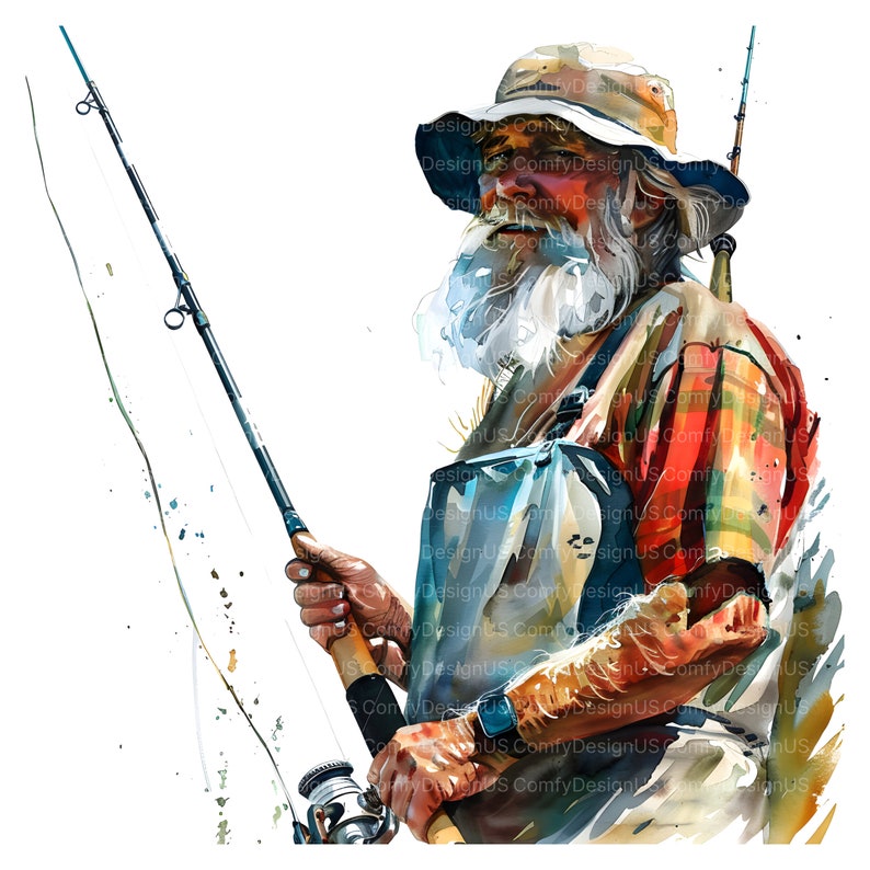 15 Fisherman Clipart, Fishing Rod Clipart, Fishing Clipart, Printable ...