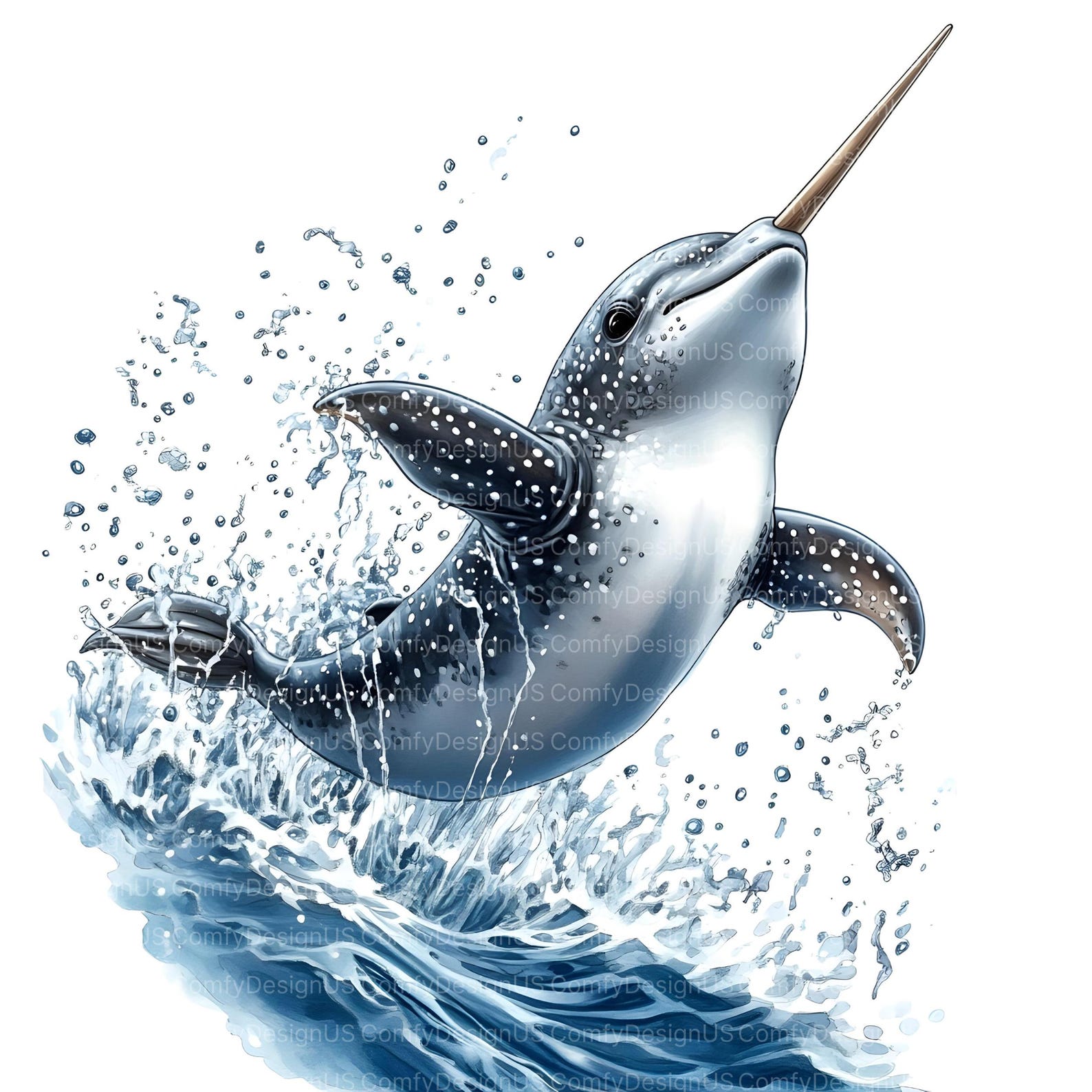 20 Narwhal Clipart, Marine Clipart, Sea Creature Clipart, Ocean Clipart ...