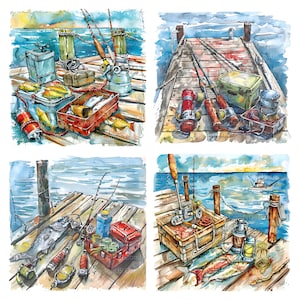 15 Fishing Rod Clipart, Fishing Dock, Fishing Clipart, Summer Clipart ...