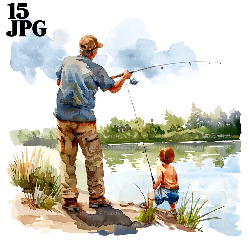 15 Father Son Fishing Clipart, Bass Fishing, Fisherman Clipart, Fathers ...