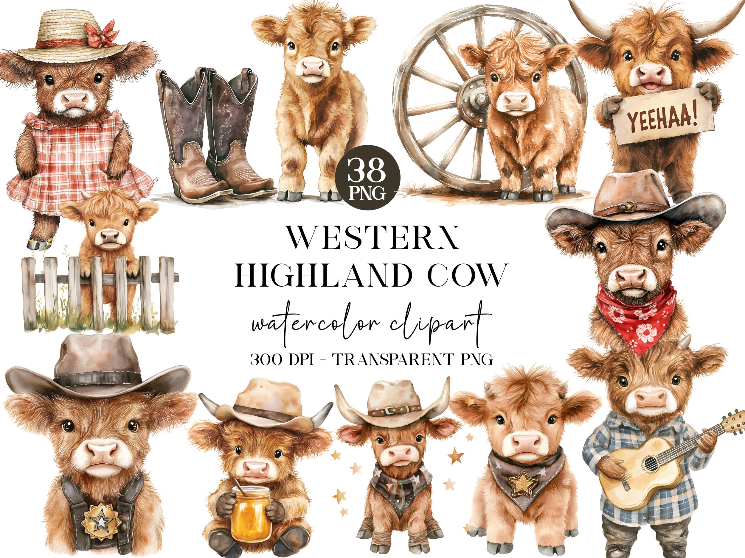 Cute Western Highland Cows Clipart, Highland Cow Png, Baby Cow PNG ...
