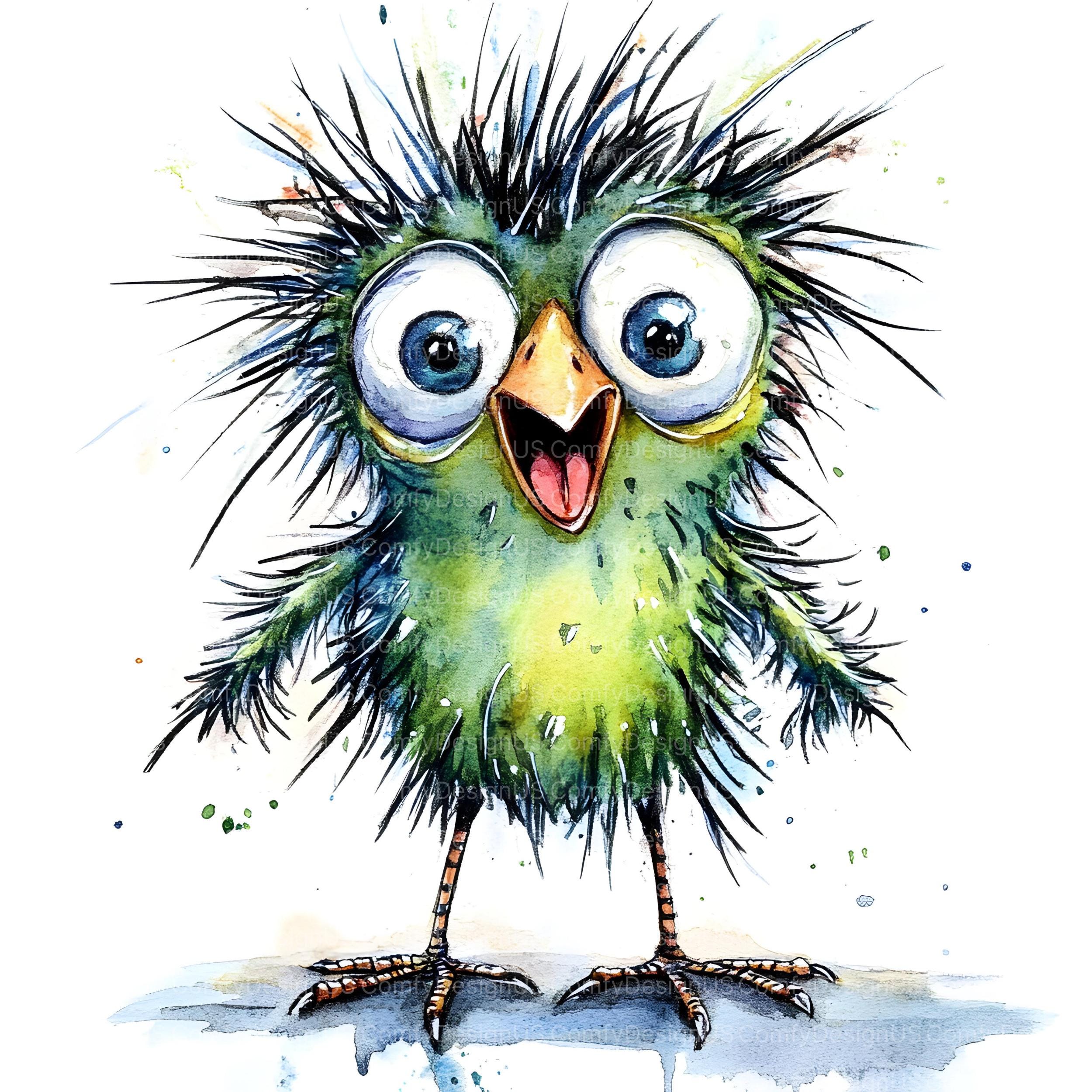 20 Whimsical Bird Clipart, Funny Bird, Quirky Bird, Cute Bird, Quality ...
