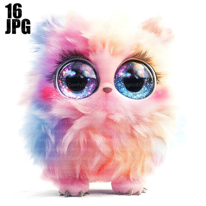 Cute Fluffy Monster Clipart, Whimsical Monsters, 16 High Quality Jpgs ...