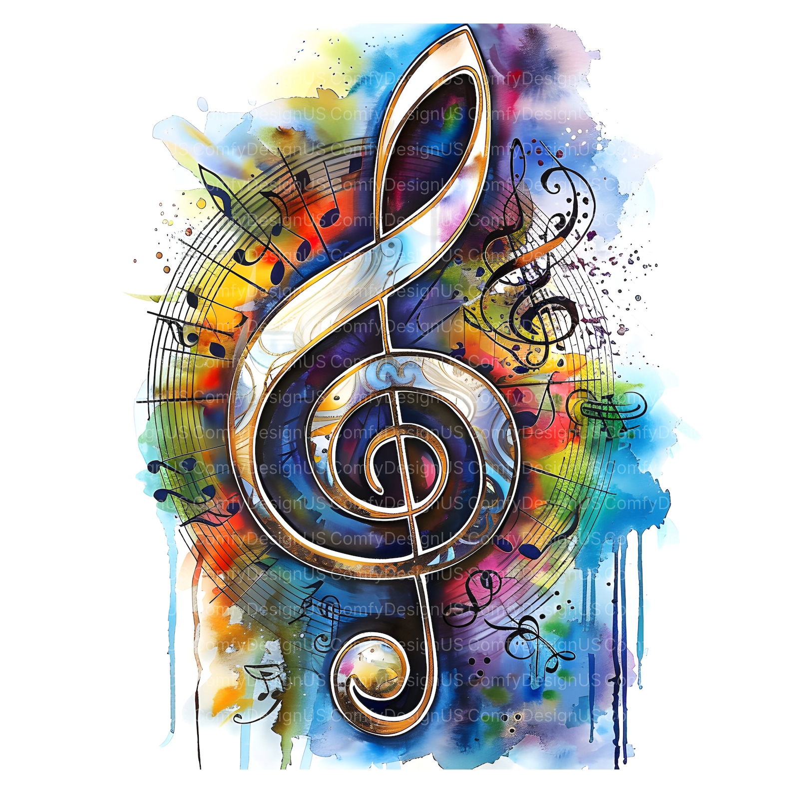 15 Music Notes Clipart, Music Wall Art, Music Notation Clipart ...