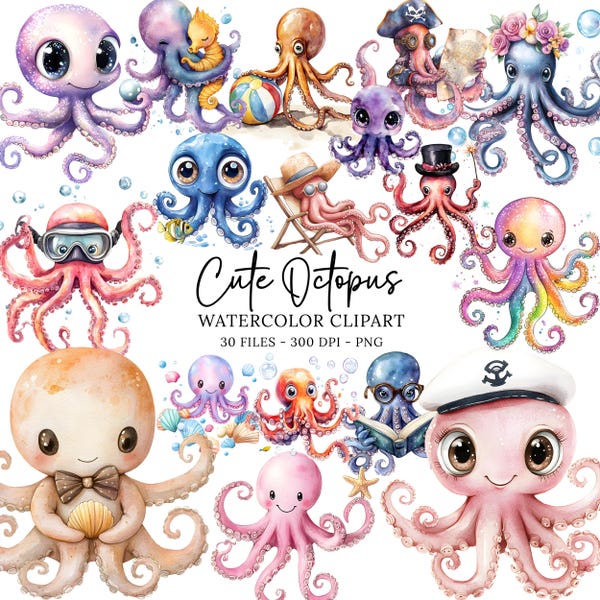 Octopus Watercolor - Etsy