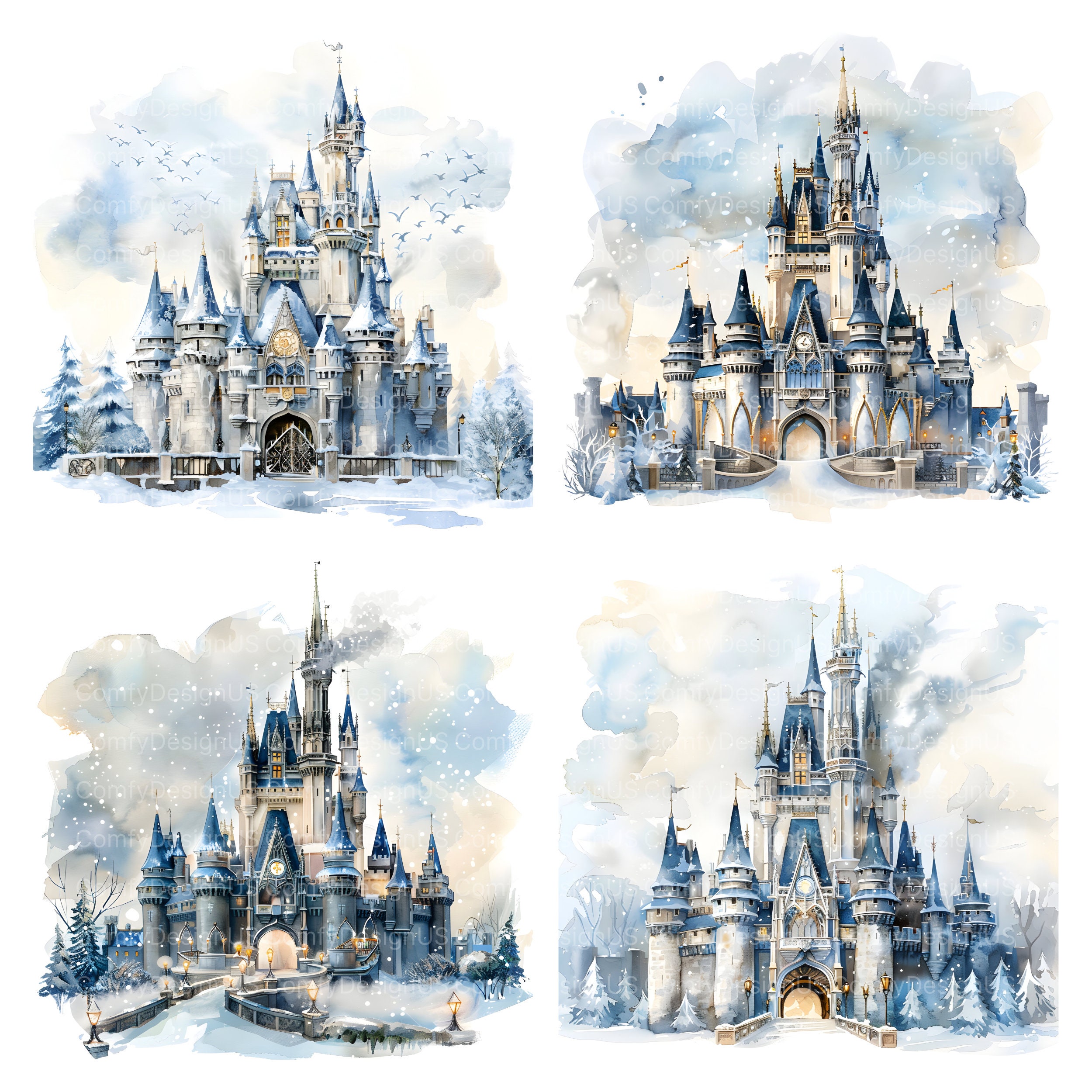 15 Winter Castle Clipart, Winter Palace, Medieval Castle, Printable ...