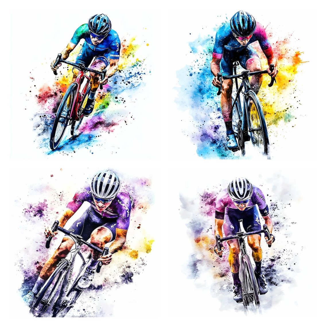 15 Cycling Clipart, Road Cycling Print, Cycling Sport, Printable ...