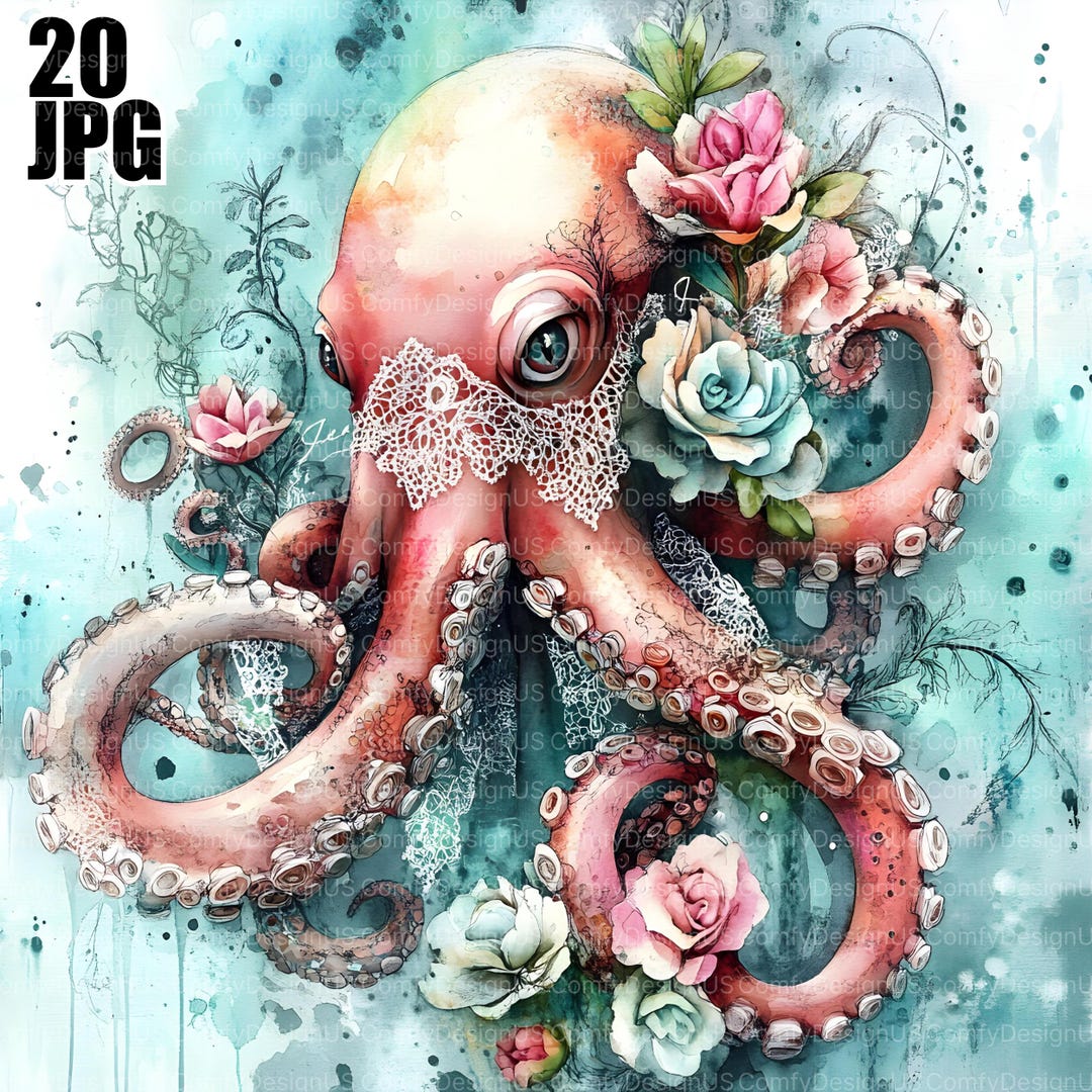 20 Octopus Clip Art, Octopus Clipart, Sea Creatures, Fancy Octopus ...