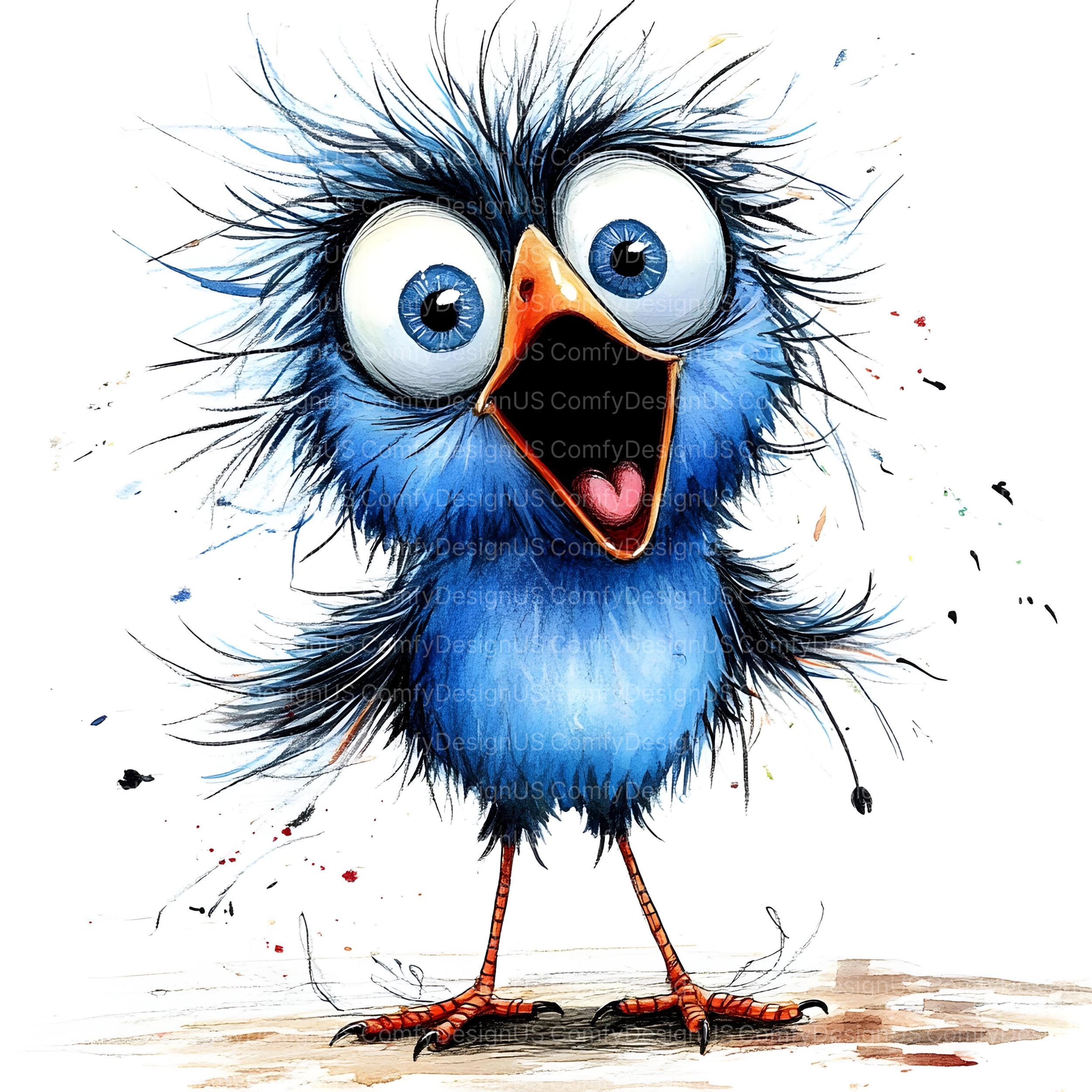 20 Whimsical Bird Clipart, Funny Bird, Quirky Bird, Cute Bird, Quality ...