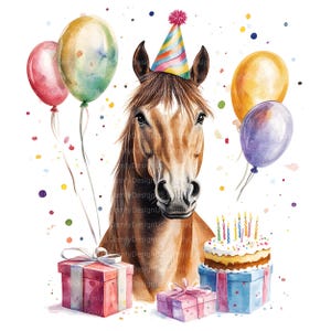 20 Horse Birthday Clipart, Birthday Horse Clipart Bundle, High Quality ...