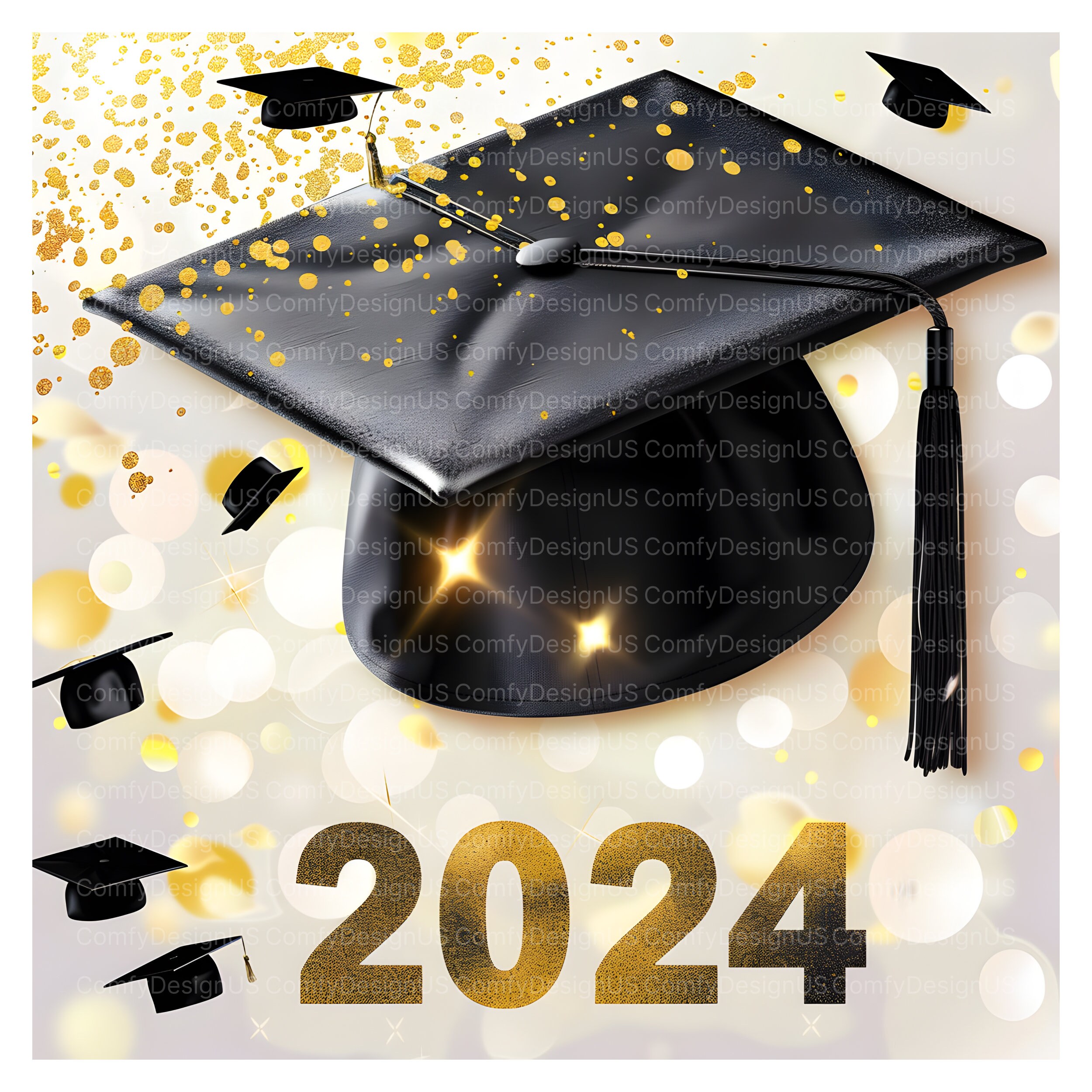 5 Graduation Caps, Grad Clipart, Graduation 2024, Printable Watercolor ...