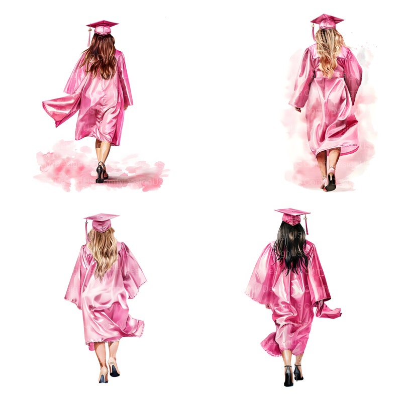 14 Pink Graduation Clipart, Woman Graduate, Student Graduation, Grad ...