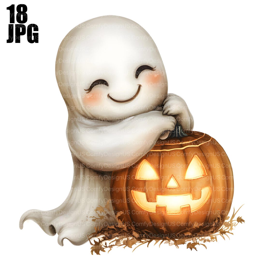 18 Cute Ghost Clipart, Pumpkin Clipart, Halloween Clipart, High Quality ...