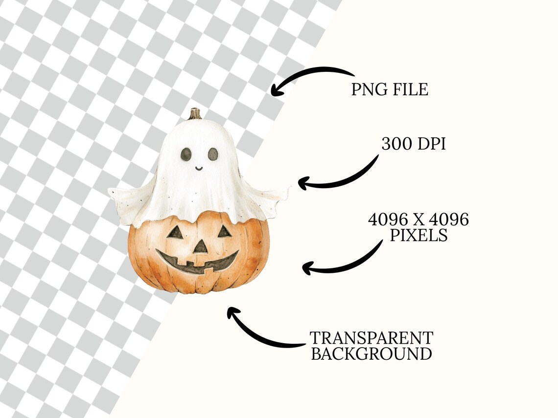 Cute Ghost Watercolor Clipart, Cute Halloween, Kids Halloween, Cartoon ...