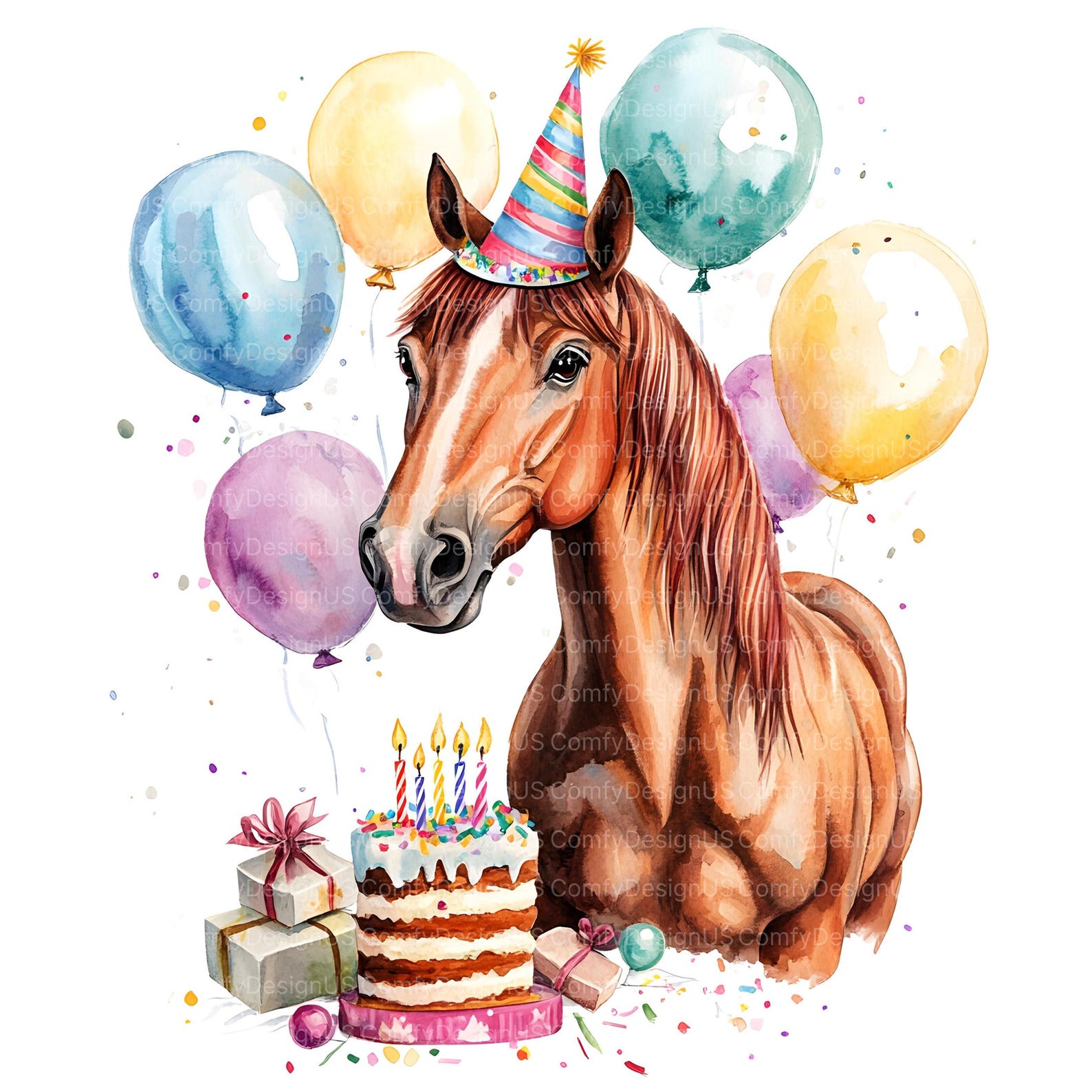 20 Horse Birthday Clipart, Birthday Horse Clipart Bundle, High Quality ...
