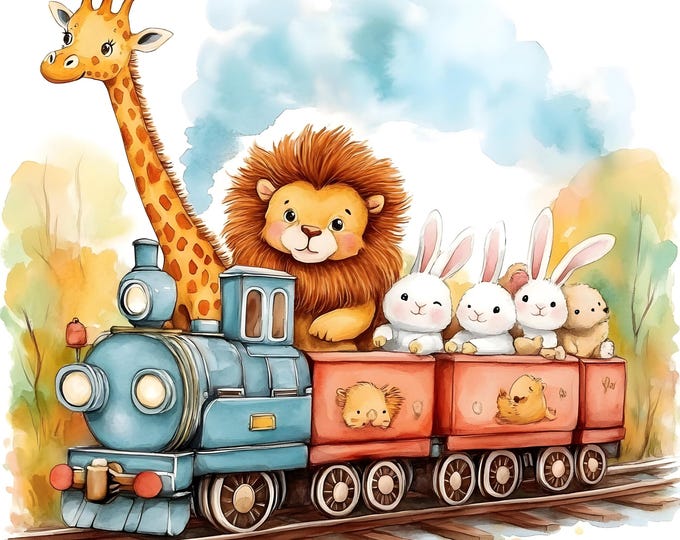 Wild Animals Train Digital Clipart - Etsy Canada