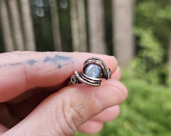 Wire Wrapped Labradorite Copper Ring - Etsy