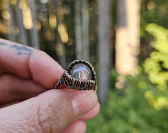 Wire Wrapped Labradorite Copper Ring - Etsy
