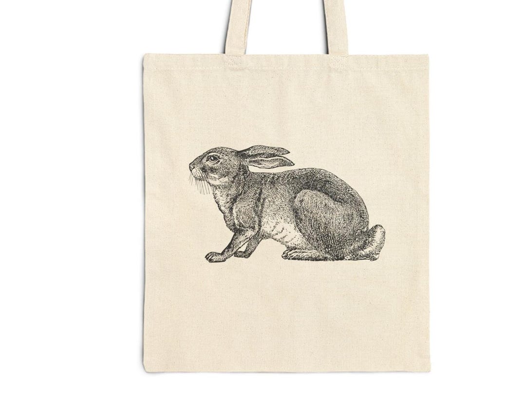 Rabbit Cotton Canvas Tote Bag Classic Bunny Etching Gift for Rabbit ...
