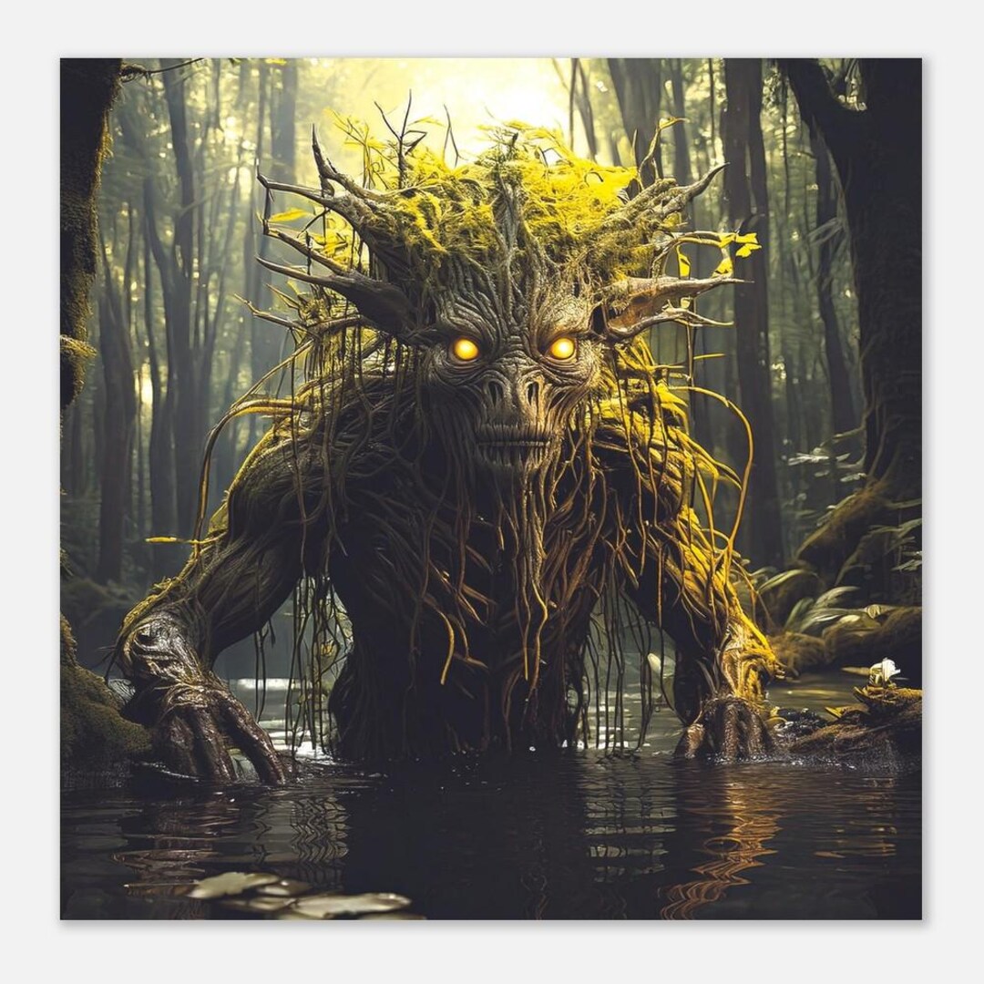 Fantasy Tree Elf in Lagoon Aluminium Print 20x20 Cm / 8x8, Wood ...