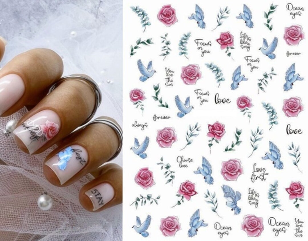Peace White Dove Nail Art Stickers Olive Branch White Dove in Flight ...