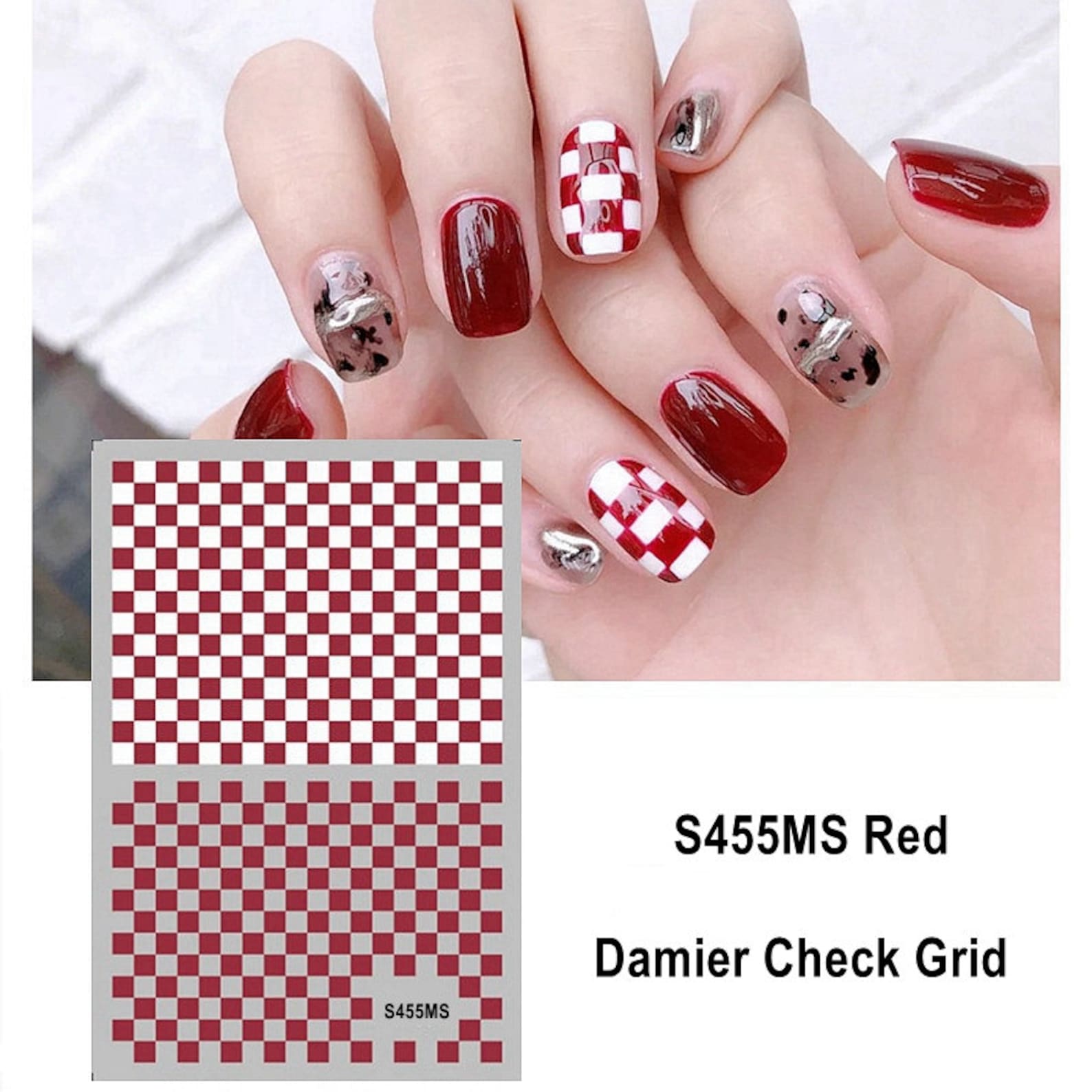 Checkboard Checker Nail Art Stickers Checkered Board White Black Check ...