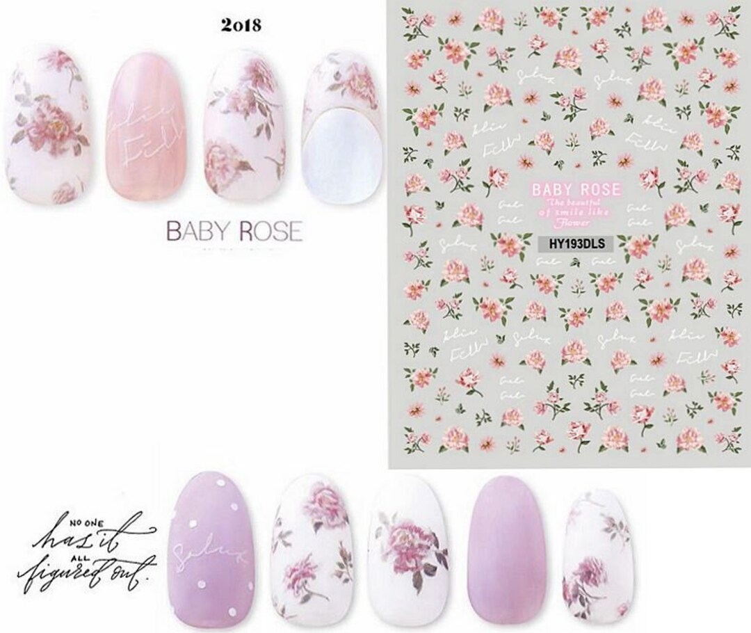 Baby Rose Pink Flowers Nail Art Stickers Decals Sunflowers Daisy Flower ...