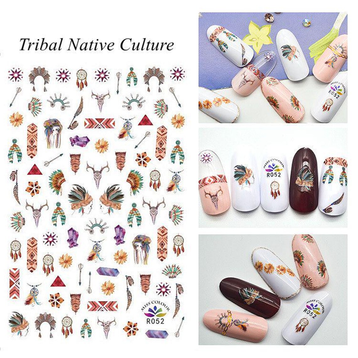 Tribal Native Culture Nail Art Stickers Native American Symbols Tribe ...