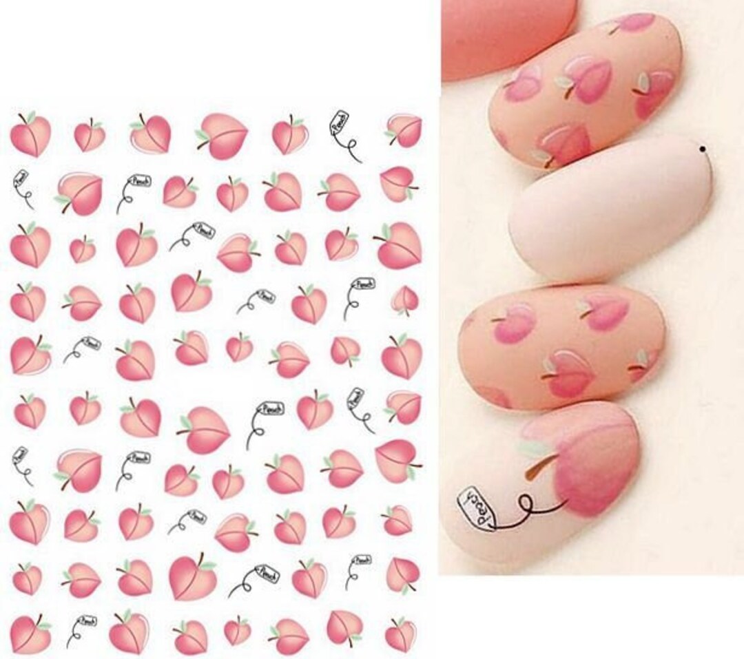Peach Peaches Nail Art Stickers Decal Pink Peach Fruit Self-adhesive ...